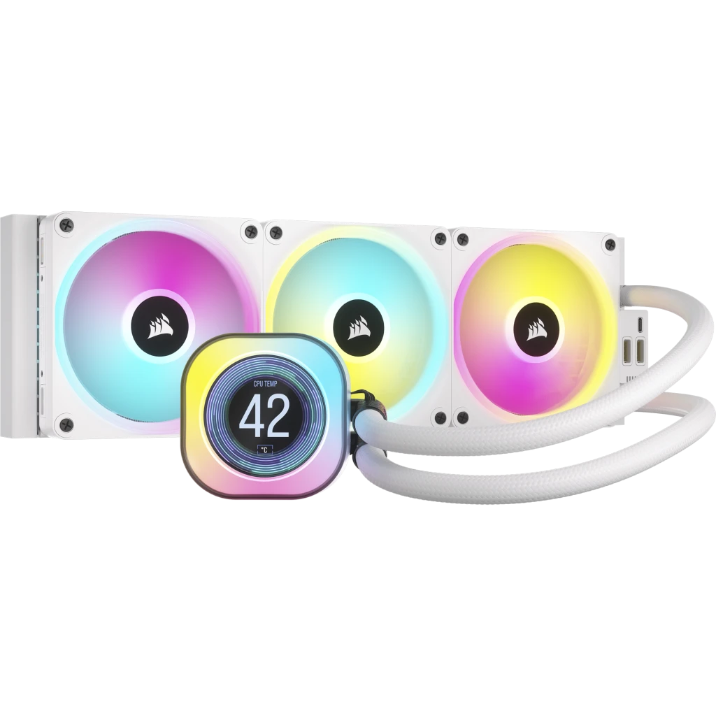 Corsair iCUE Link H150i LCD Liquid CPU Cooler, White — Network Computer ...