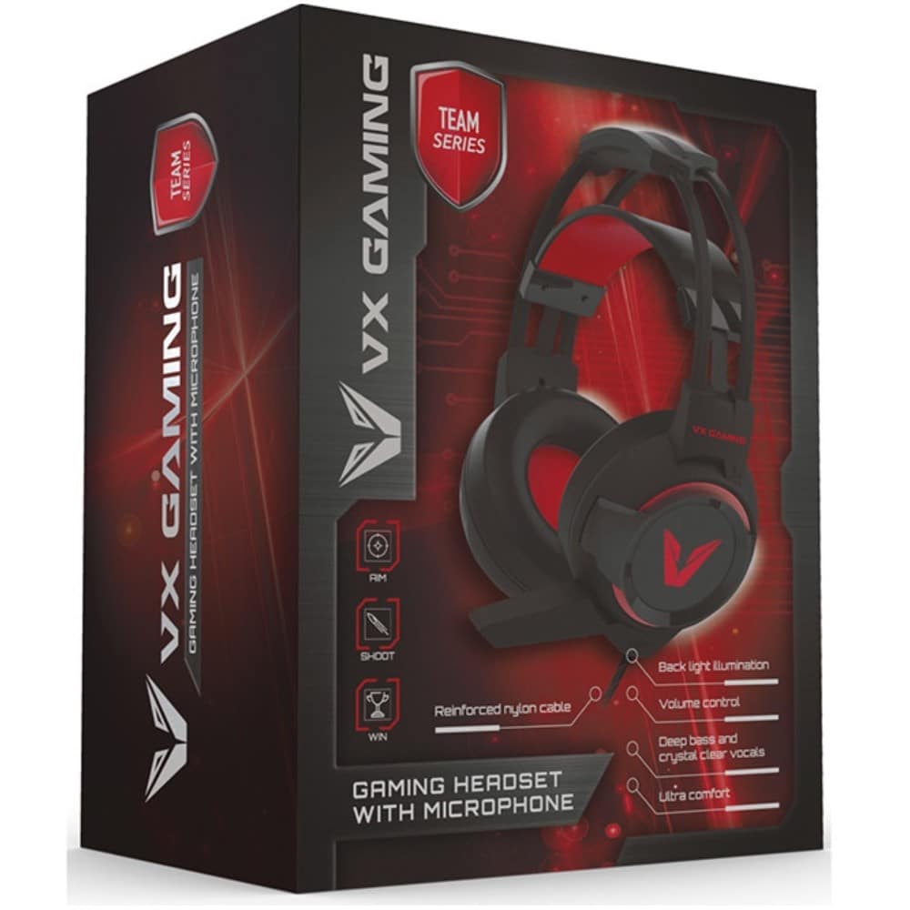 VX Gaming VX-106-BK Team Series Black & Red Gaming Headset with Mic ...