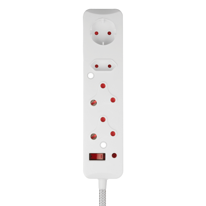 "High-Quality 4-Way Medium Surge Multiplug, 0.5M Braided Cord - White"