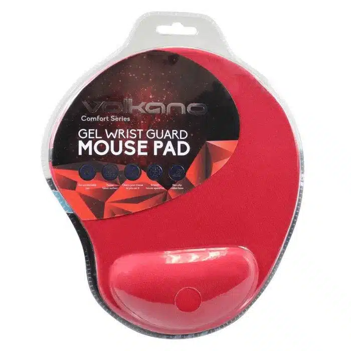 Ergonomic Volkano Comfort Gel Mousepad - Red Wrist Support