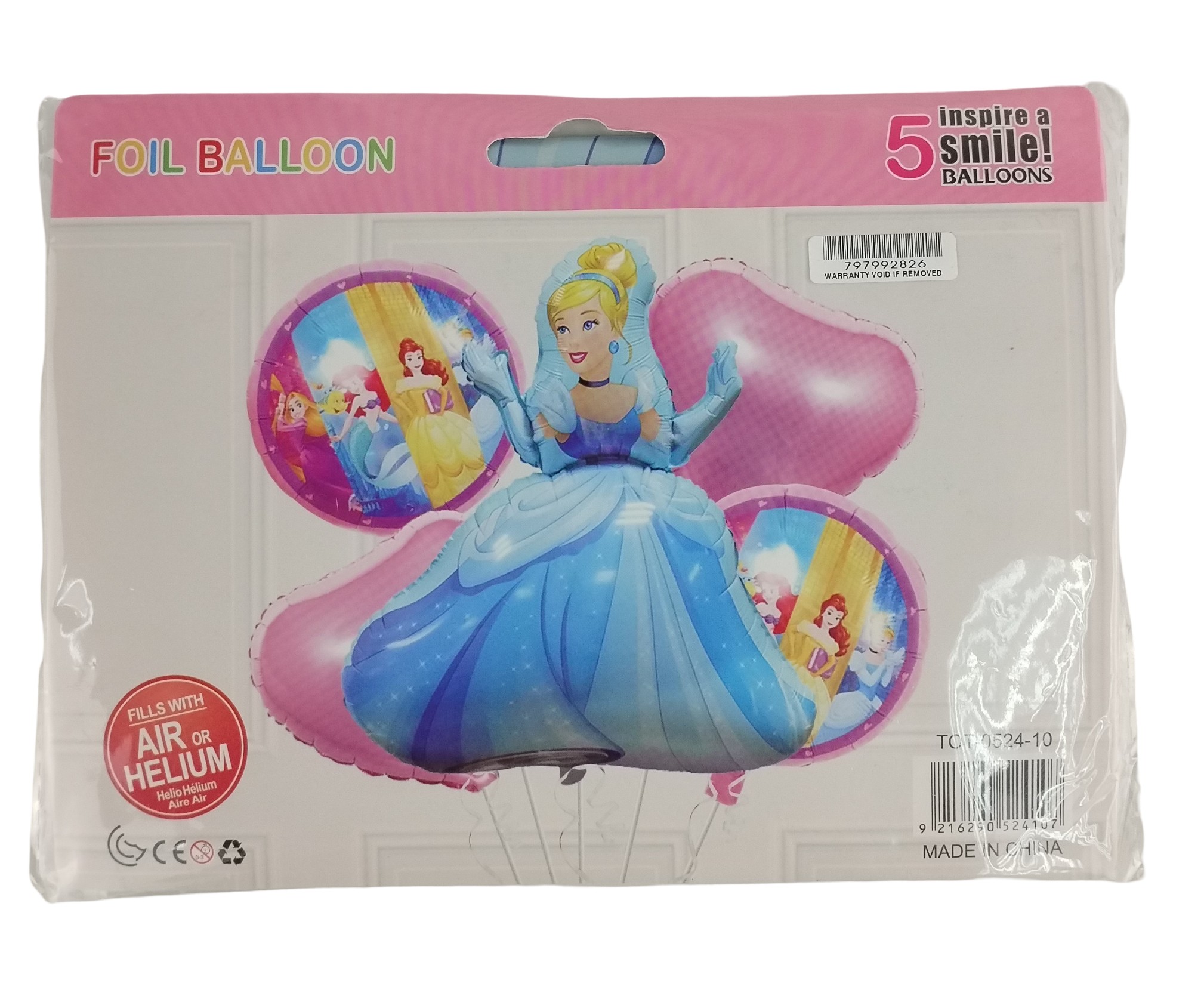 Princess Birthday Balloon Set - Casey 5pc, Item IZY-0524-10PRIN